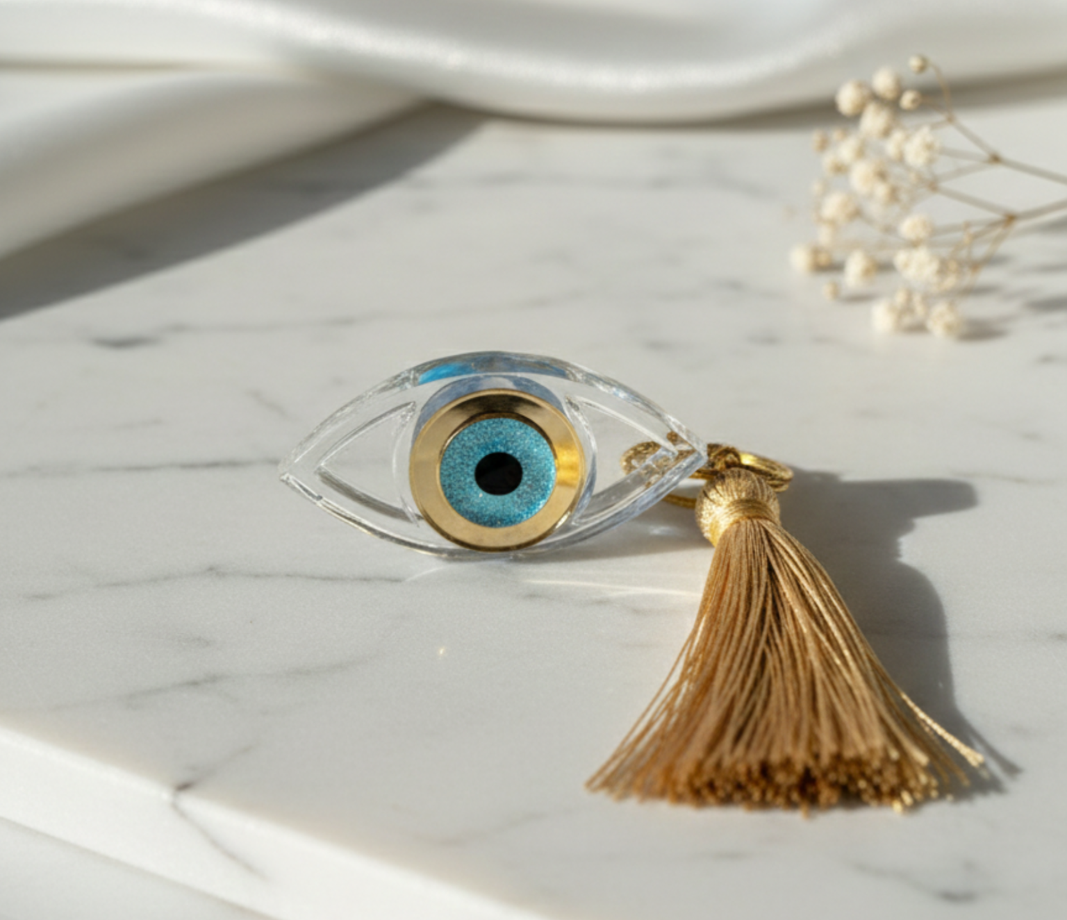 Oval Evil Eye Table Charm with tassel- Keepsake decoration for Wedding ...